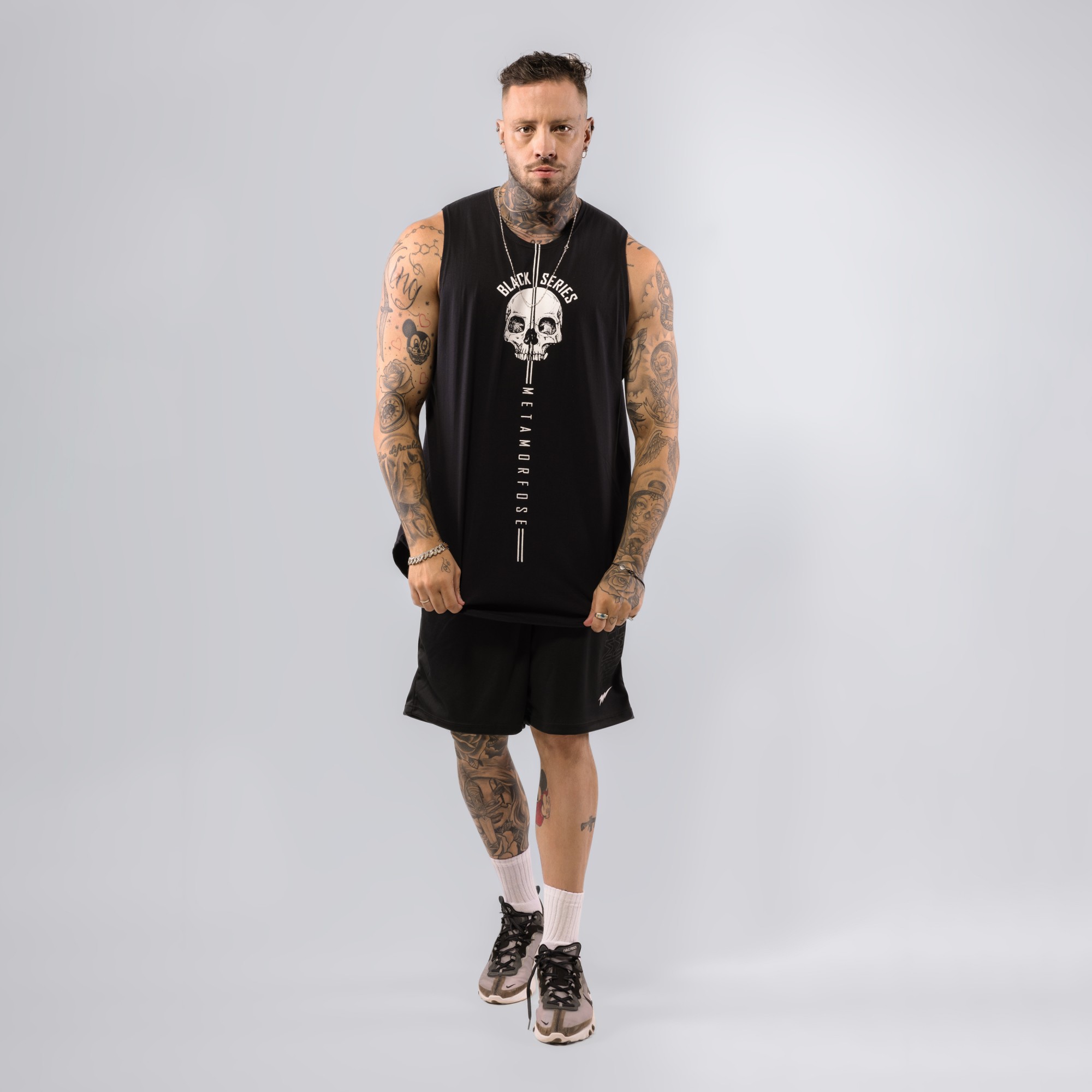 Regata Machao Skull Line Preta - Metamorfose Brasil