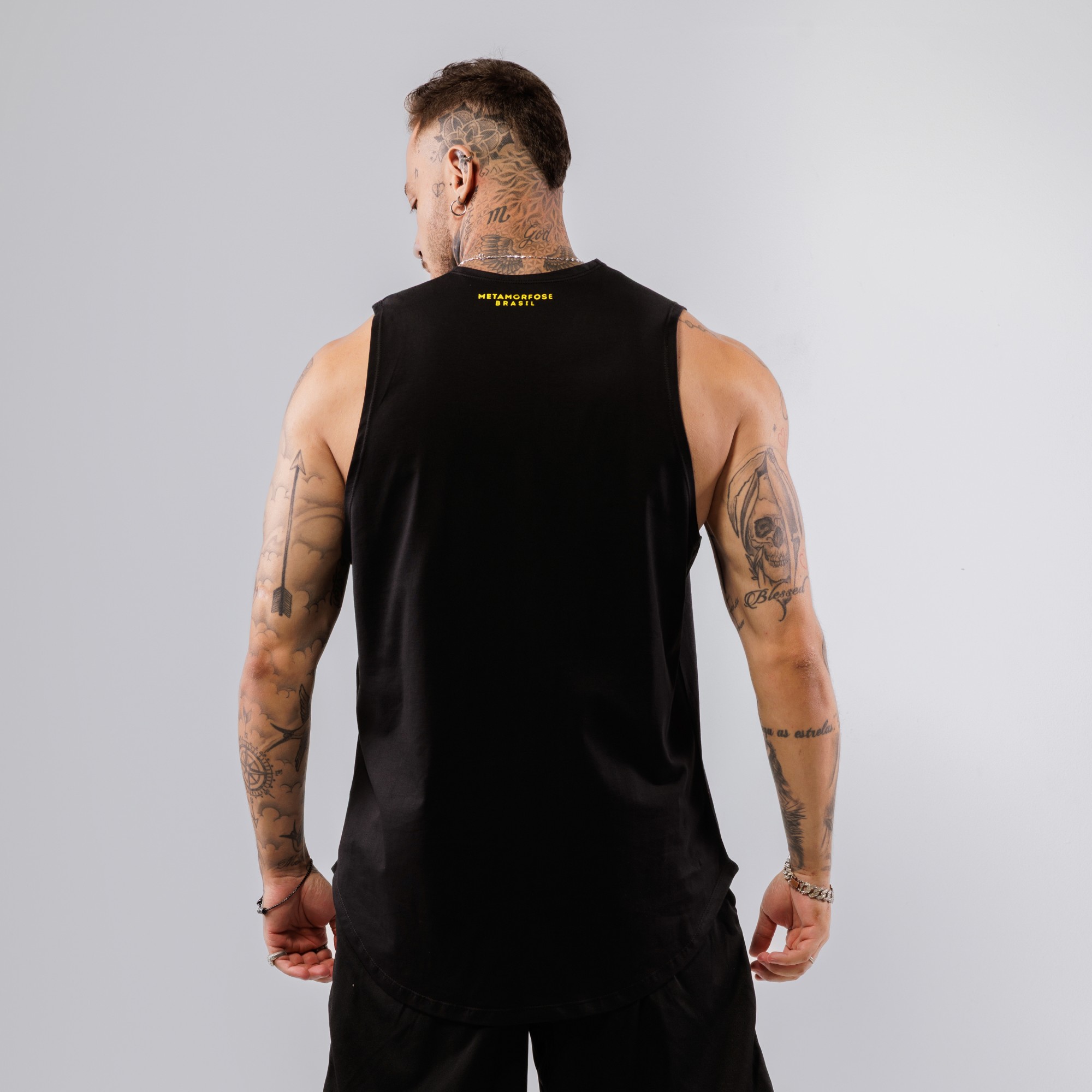 Regata Machao Skull Line Preta - Metamorfose Brasil