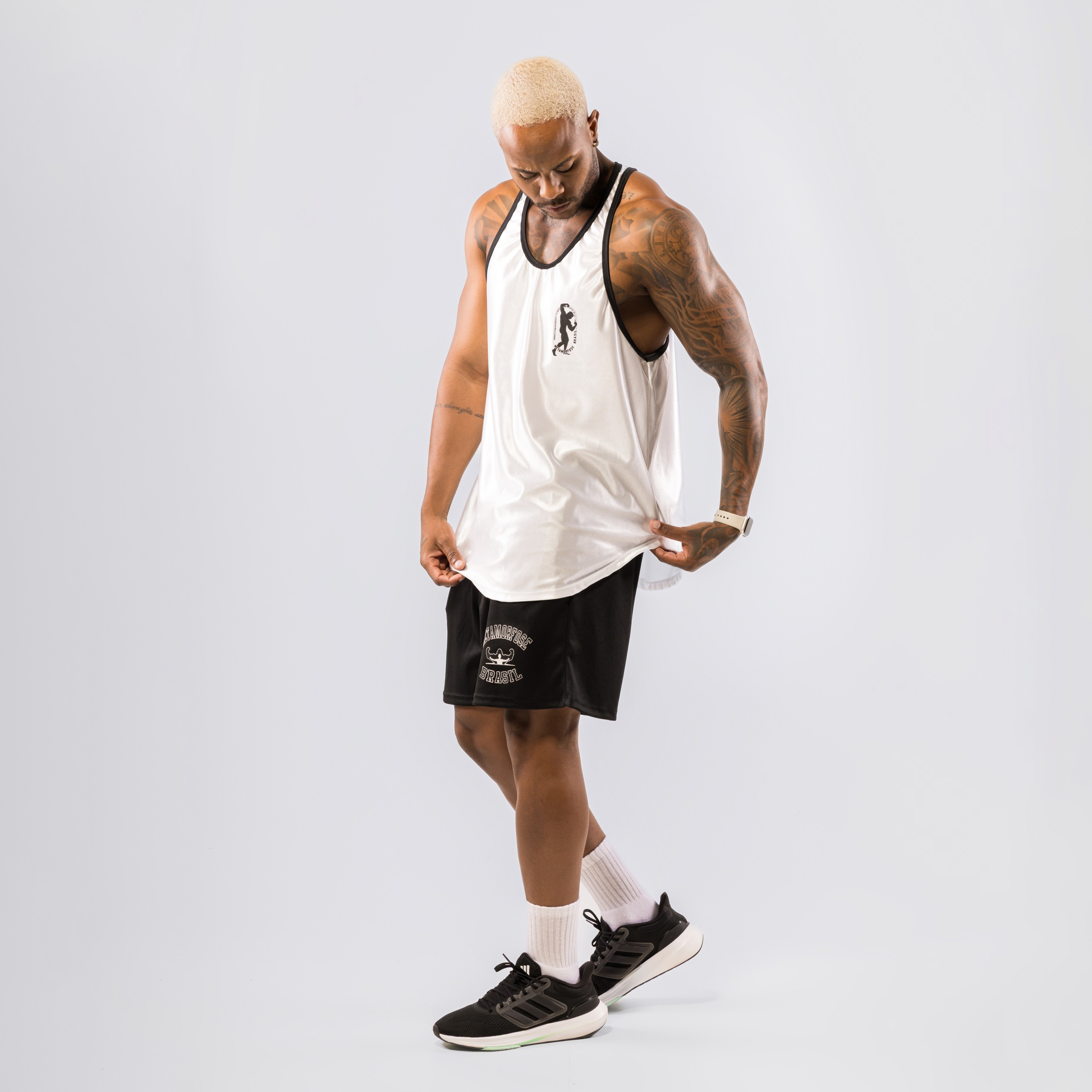 Regata Cavada Anatomic Dryfit Muscle Brilho Branca - Metamorfose Brasil