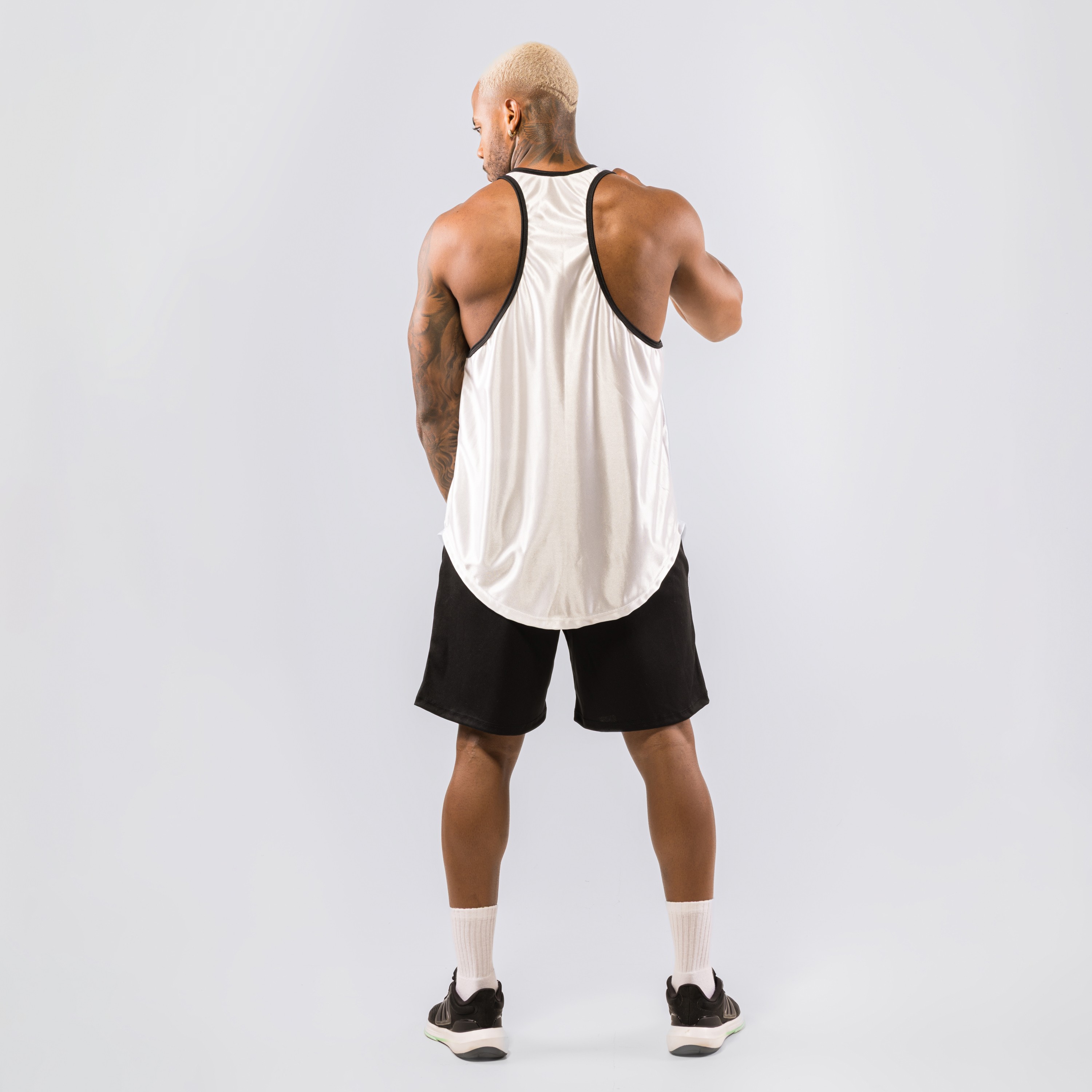 Regata Cavada Anatomic Dryfit Muscle Brilho Branca - Metamorfose Brasil