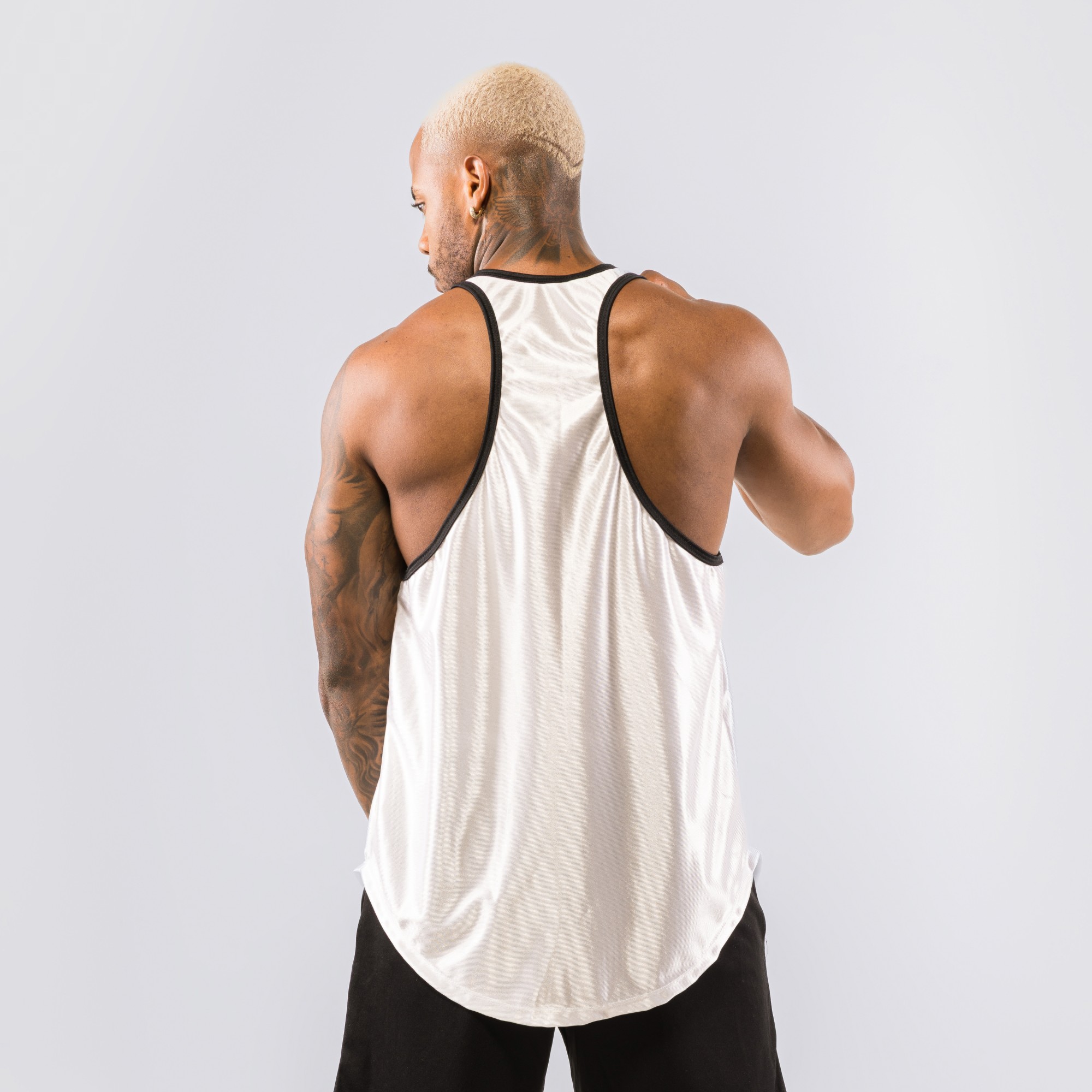 Regata Cavada Anatomic Dryfit Muscle Brilho Branca - Metamorfose Brasil